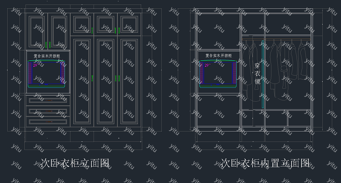 全屋定制衣柜鞋柜cad图库，衣柜鞋柜cad施工图纸下载 易图网