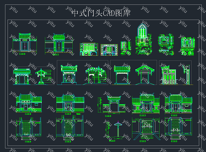中式门头 Cad图库,门头cad施工图纸下载 易图网