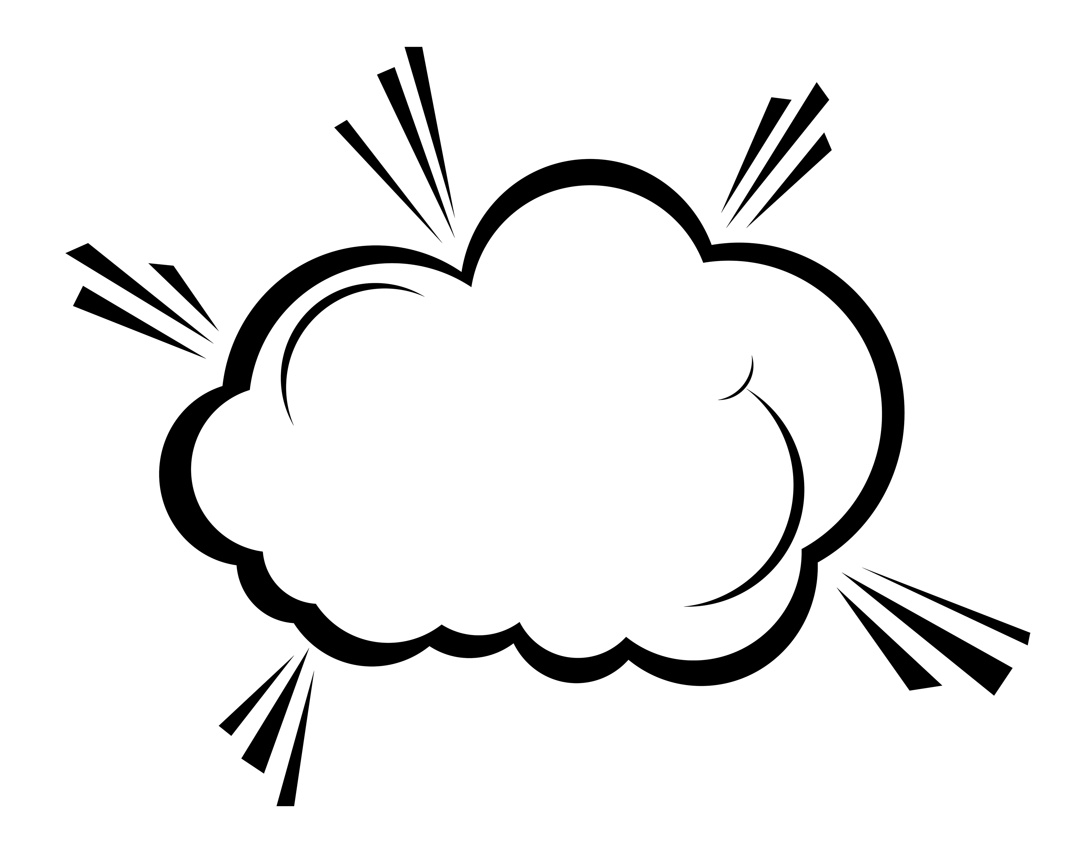 黑白涂鸦卡通气泡云素材 - 祥云图案 - 易图网