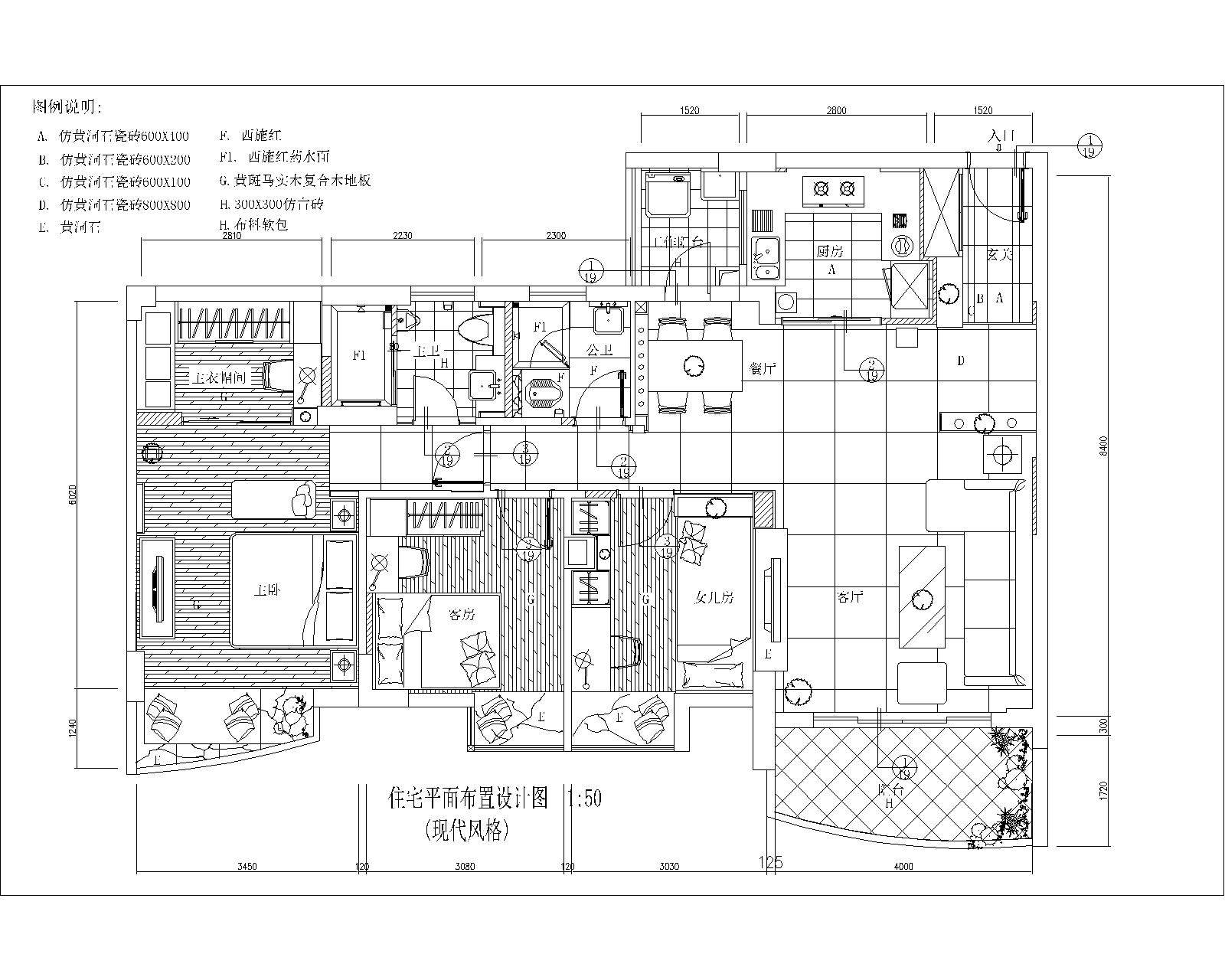 祥细家装户型图三居cad施工图附完工照片套图,户型图cad建筑图纸下载 素材下载易图网cad设计图纸库