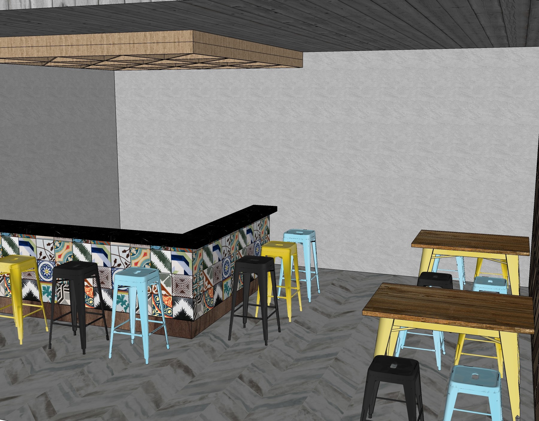 现代酒吧吧台su模型,吧台草图大师模型下载 Sketchup网