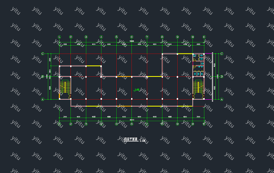 六层商业建筑cad方案施工图,办公空间cda施工图纸下载 素材下载易图网cad设计图纸库