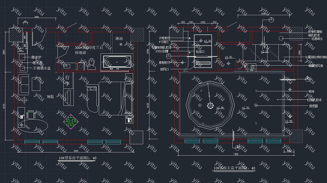 现代宾馆客房建筑图，宾馆cad施工图纸下载 素材下载易图网cad设计图纸库