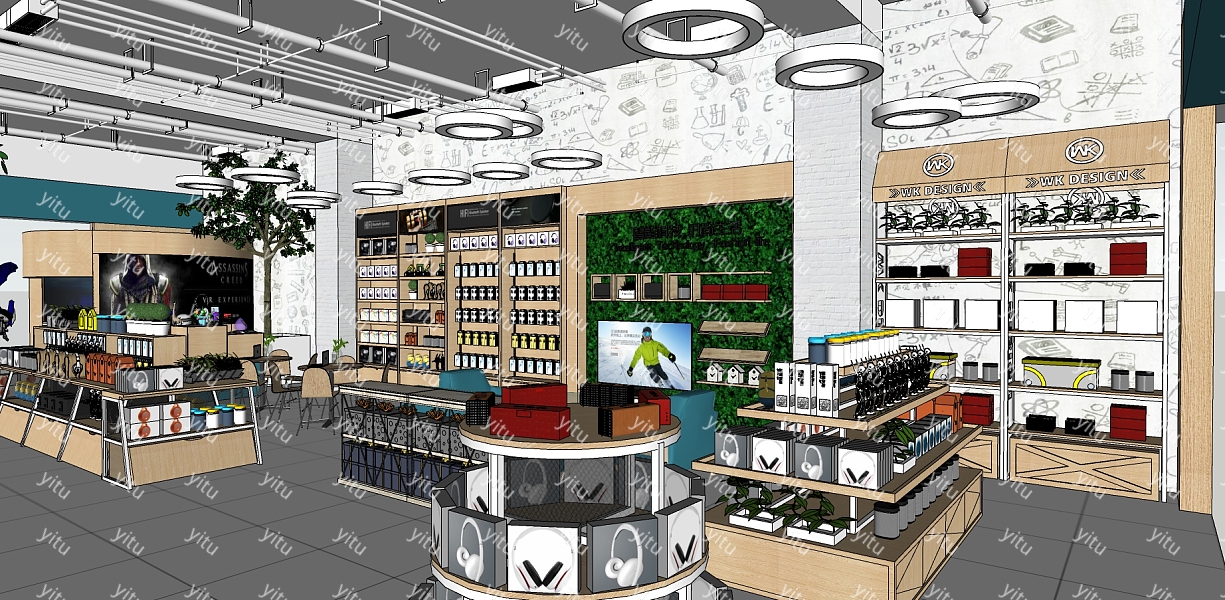 现代手机专卖店su模型,手机专卖店草图大师模型下载 商业空间专卖店模型su模型 Su模型库 Sketchup网